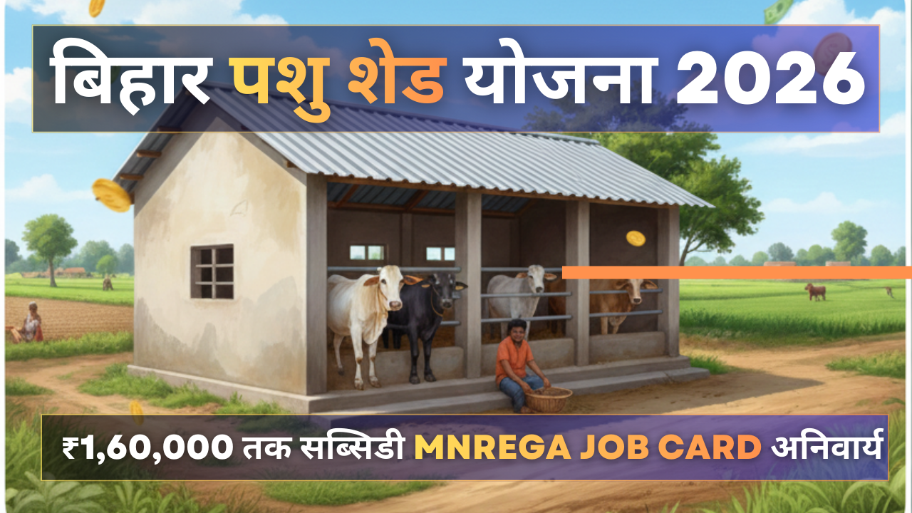 🐄 Bihar Pashu Shed Yojana 2026: MGNREGA के तहत ₹1.6 लाख Subsidy के लिए ...